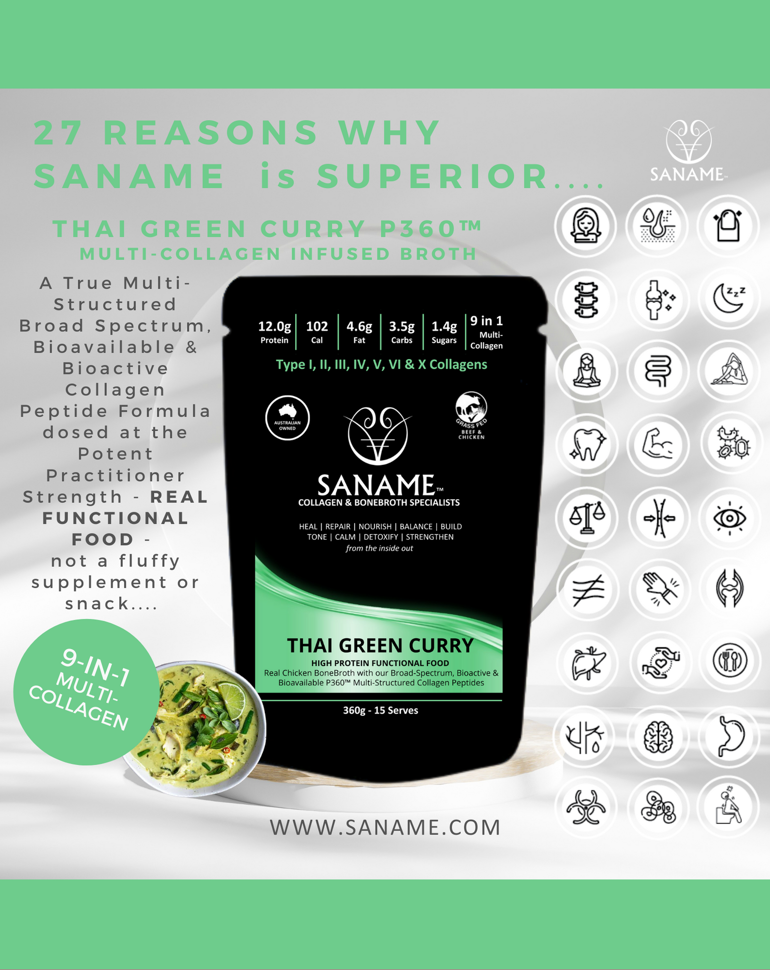 P360™ Thai Green Curry Multi-Collagen infused Bone Broth – SANAME - Multi-Collagen & Bone Broth ...
